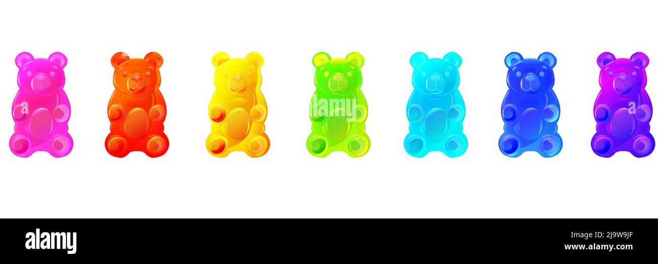 Set of bright colorful gummy bear jelly candies. Yummy sweets realistic ...