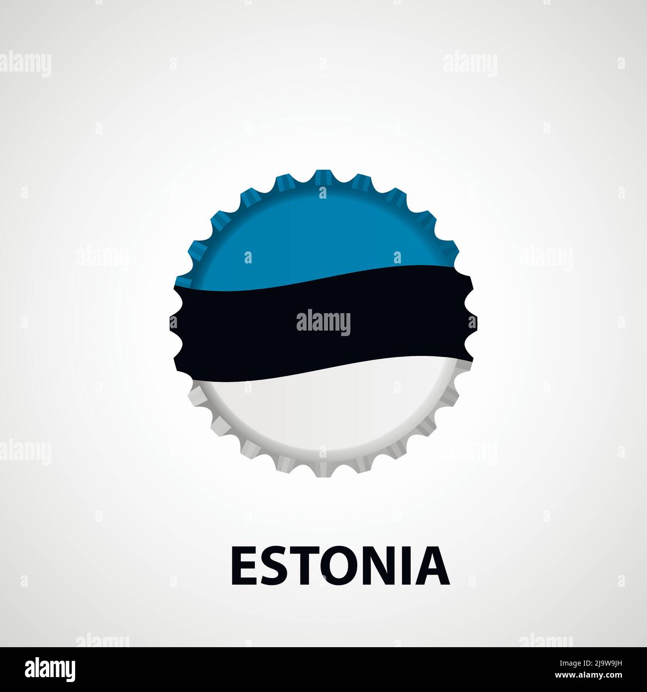Flag bottle cap on white background. Estonia flag background. Abstract ...