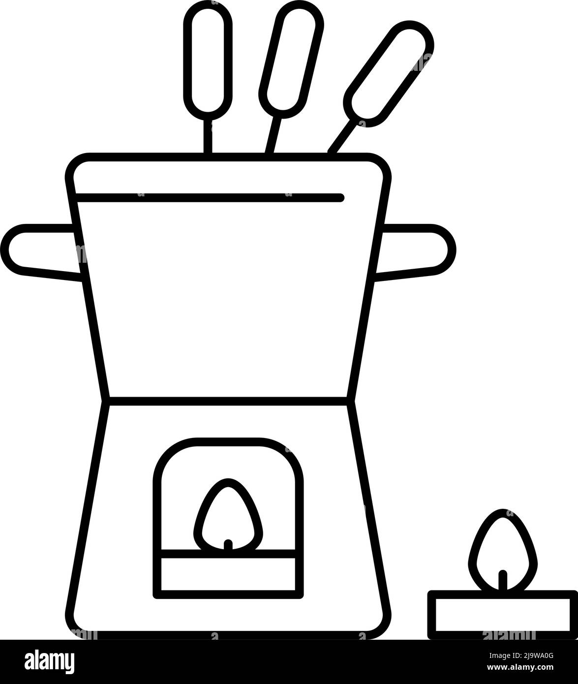 candlelight fondue pot line icon vector illustration Stock Vector Image ...
