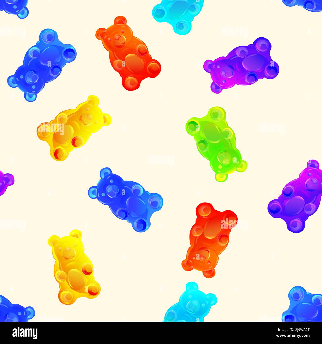 Yummy colorful gummy bears seamless pattern. Bright sweet food texture ...
