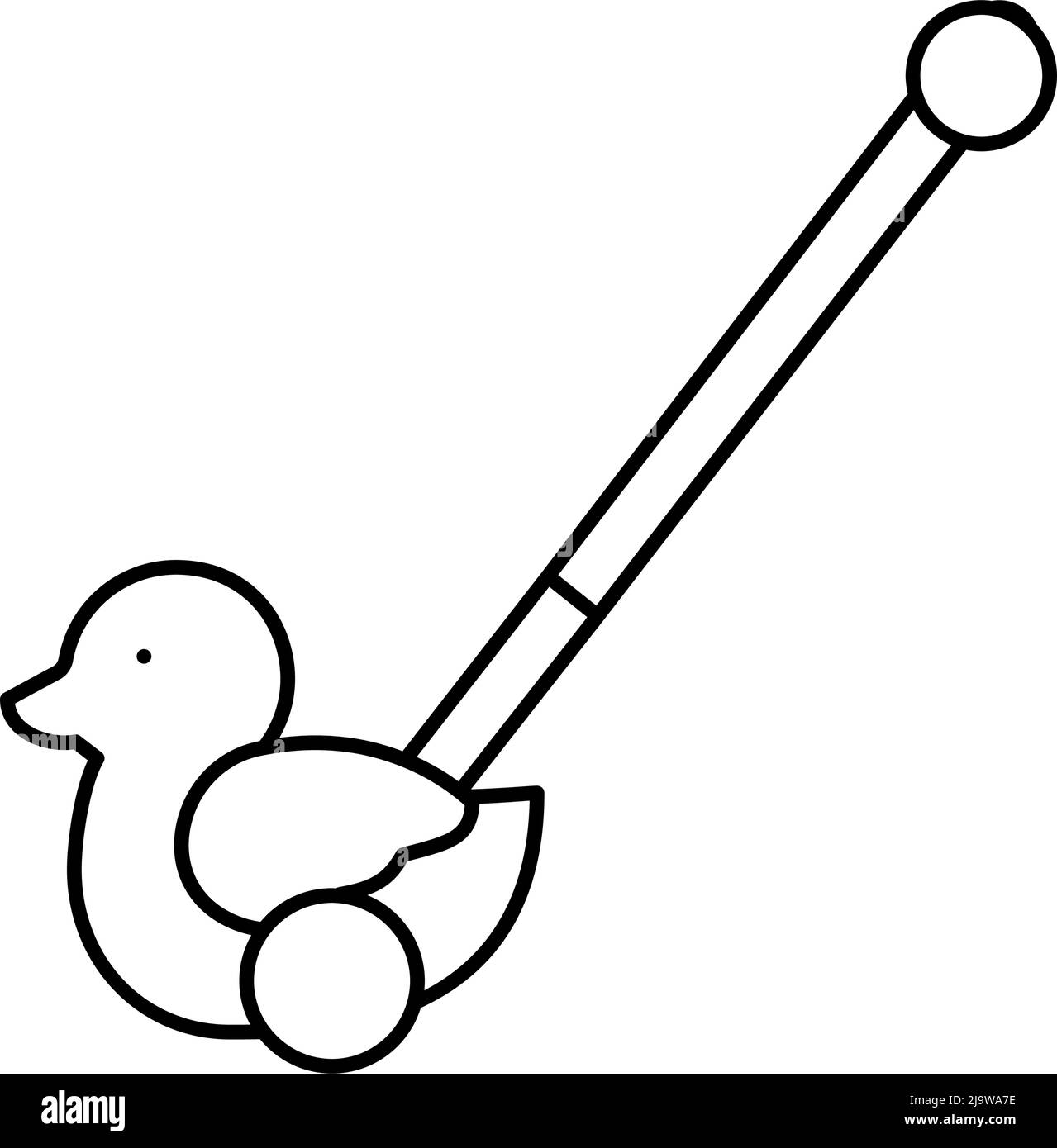 duck stick push toy line icon vector illustration Stock Vector Image ...