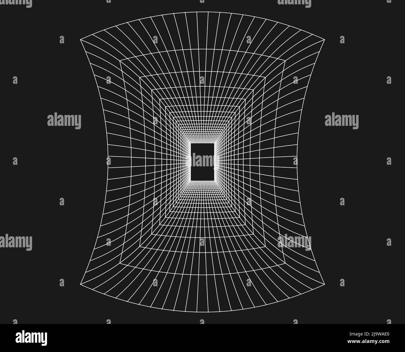 Cyber grid, retro punk perspective rectangular tunnel. Grid tunnel ...