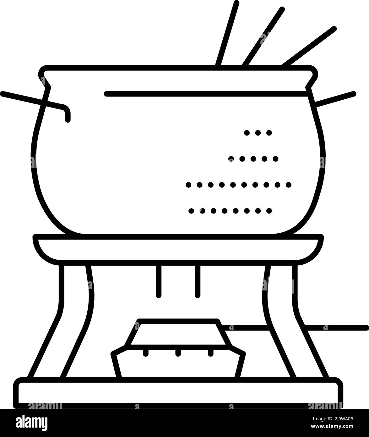 copper fondue pot line icon vector illustration Stock Vector Image ...