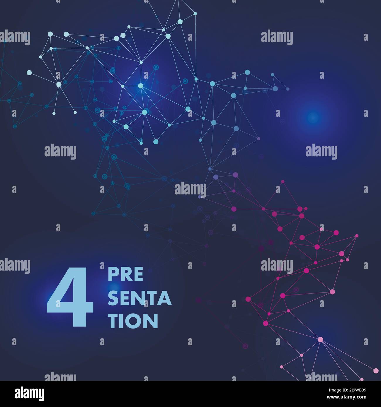 Blue square background with social network mesh. Communication ...