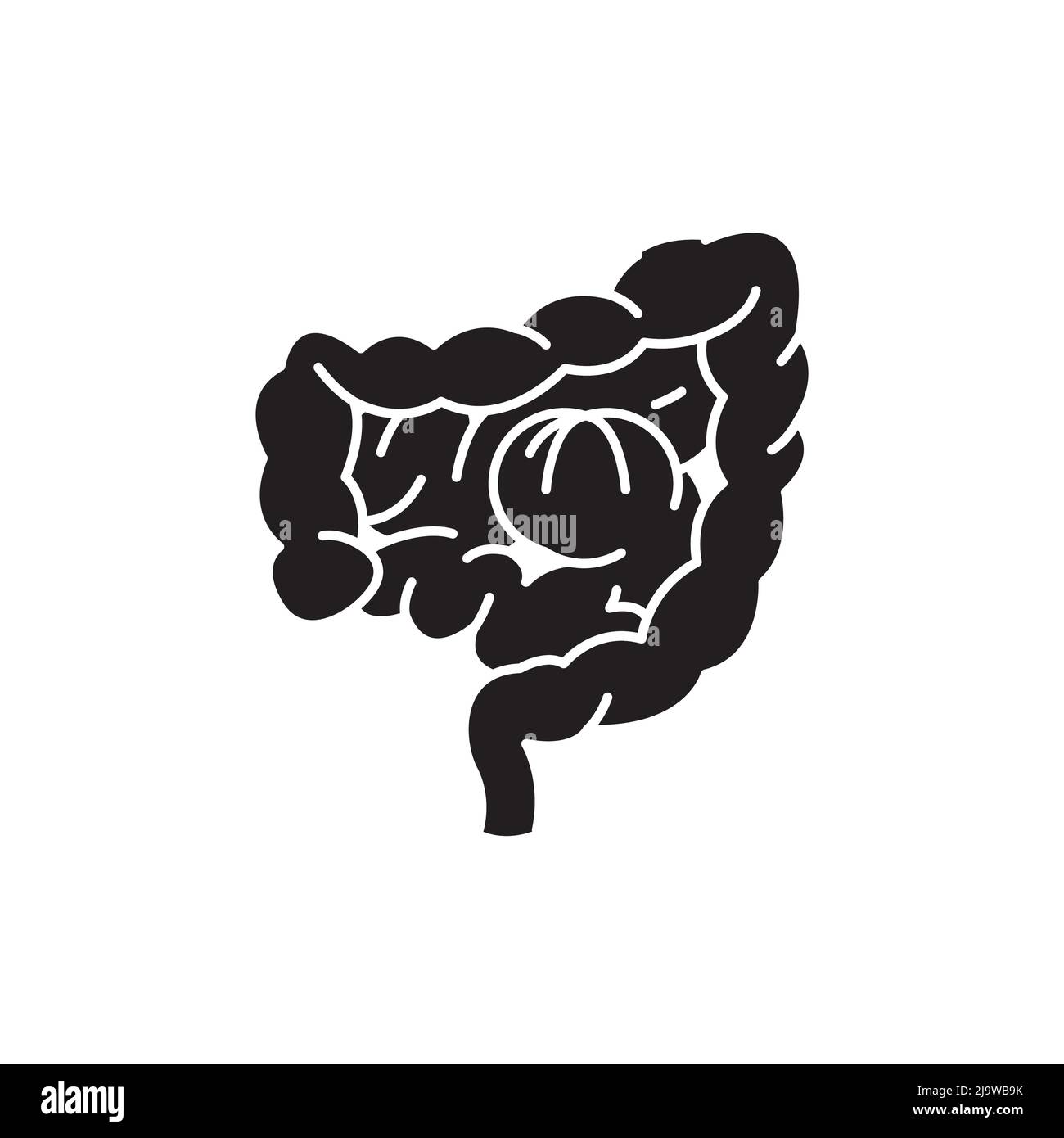 Intestinal obstruction color line icon. Human diseases. Pictogram for ...