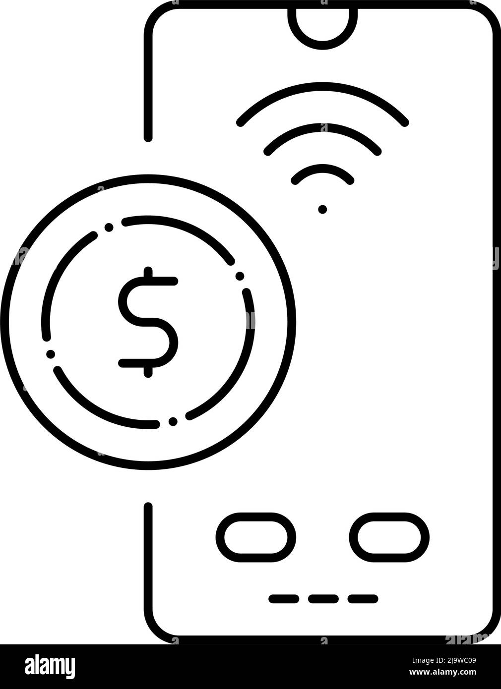 mobile pay contactless line icon vector illustration Stock Vector Image ...