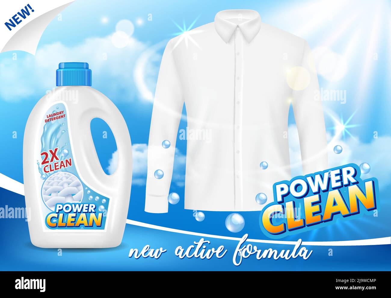 Gel or liquid laundry detergent advertising vector realistic ...