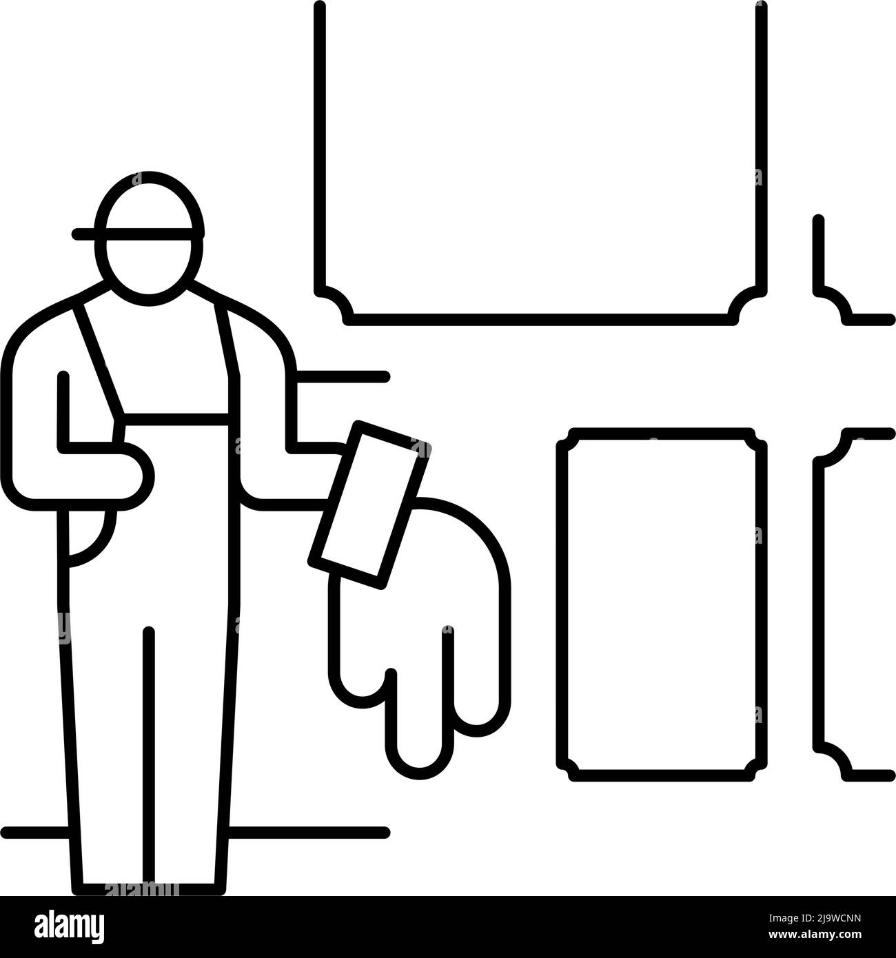 plastering and wall boarding line icon vector illustration Stock Vector ...