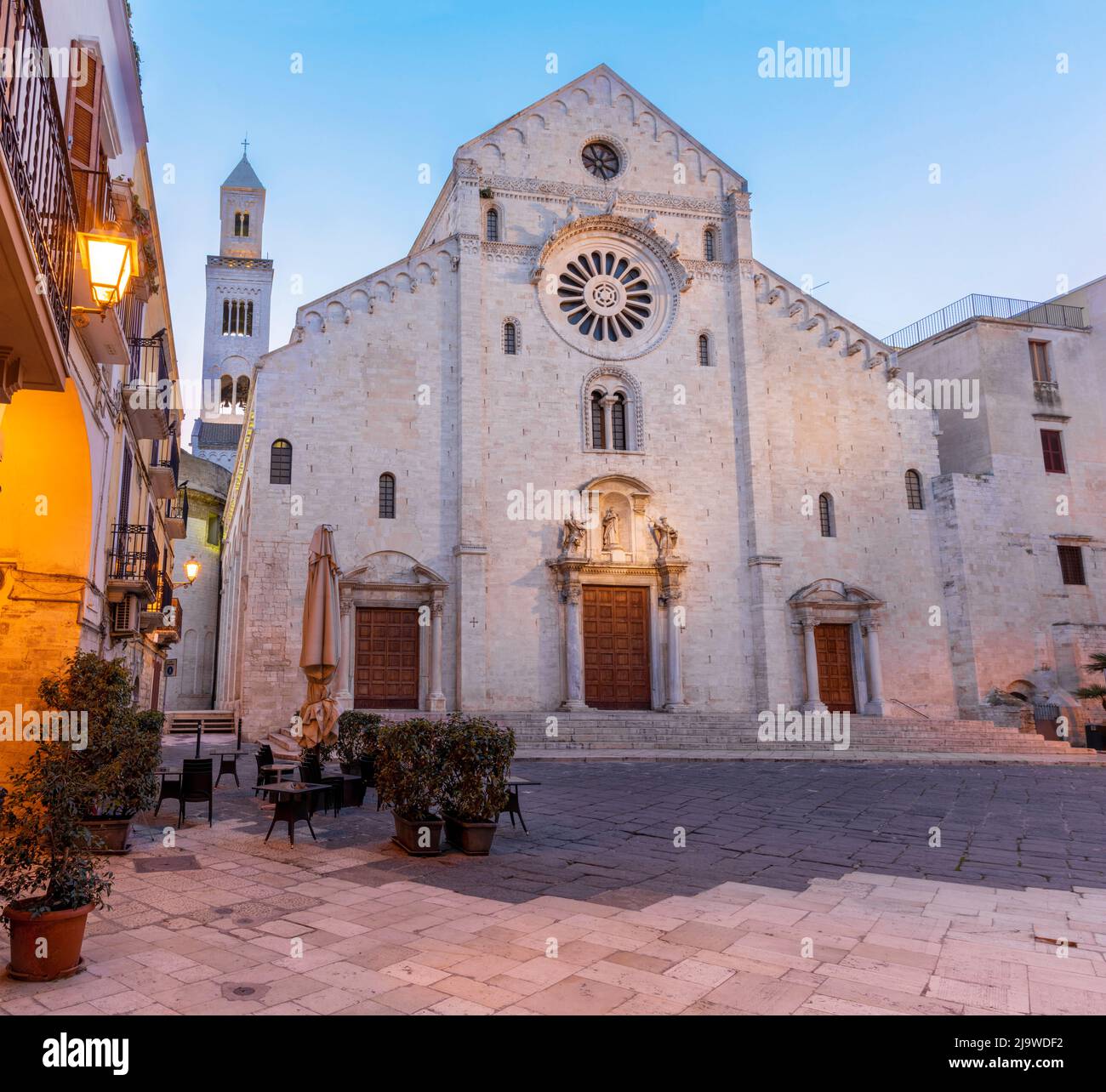 Bari - The Cathedral of Saint Sabinus and square at dusk Stock Photo ...