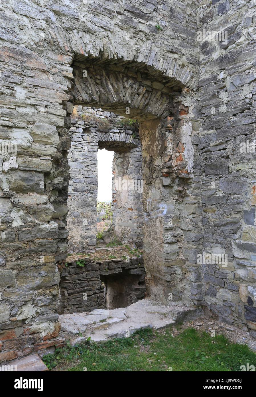 old windows in ruined castle. Take it in Skala-Podilska town, Ukraine ...