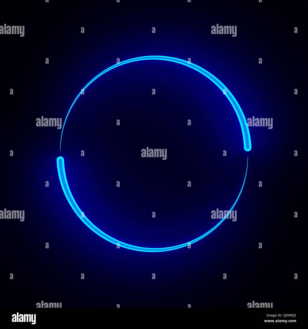 two blue neon element on black background. 3D illustration rendering ...