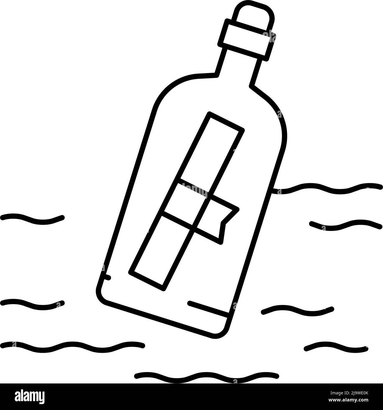 bottle message line icon vector illustration Stock Vector Image & Art ...