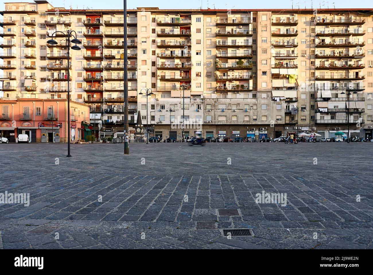 Ugly apartment block in the evening light at the historic Piazza del ...