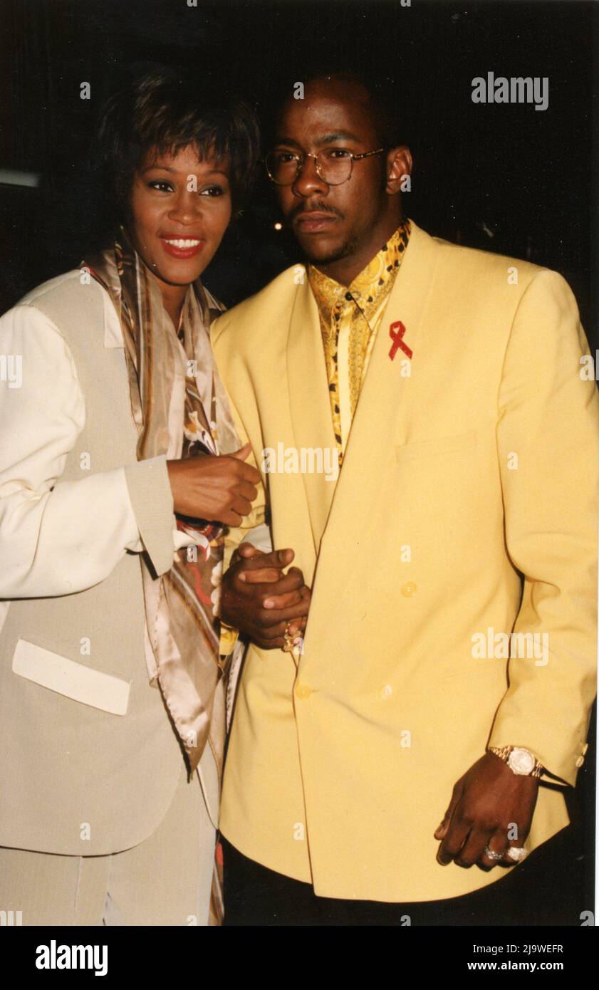 Los Angeles.CA.USA. LIBRARY. Whitney Houston and Bobby Brown. Circa ...
