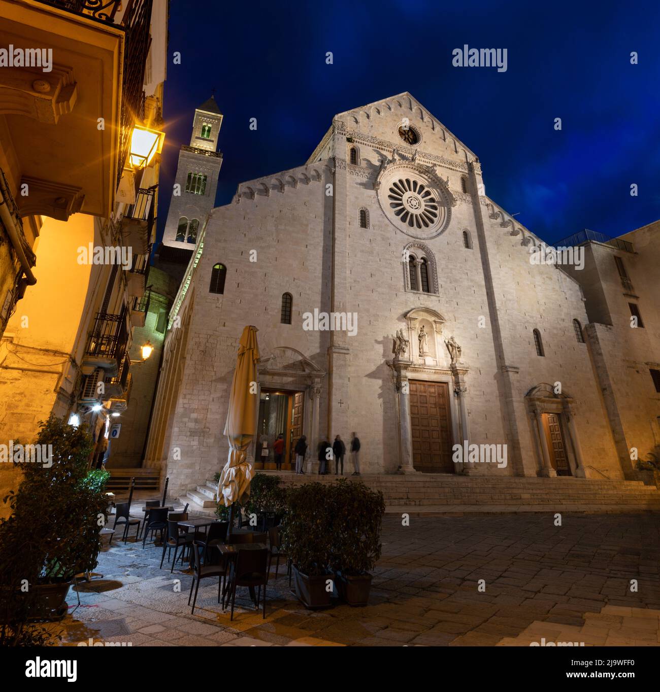 Bari - The Cathedral of Saint Sabinus and square at dusk Stock Photo ...