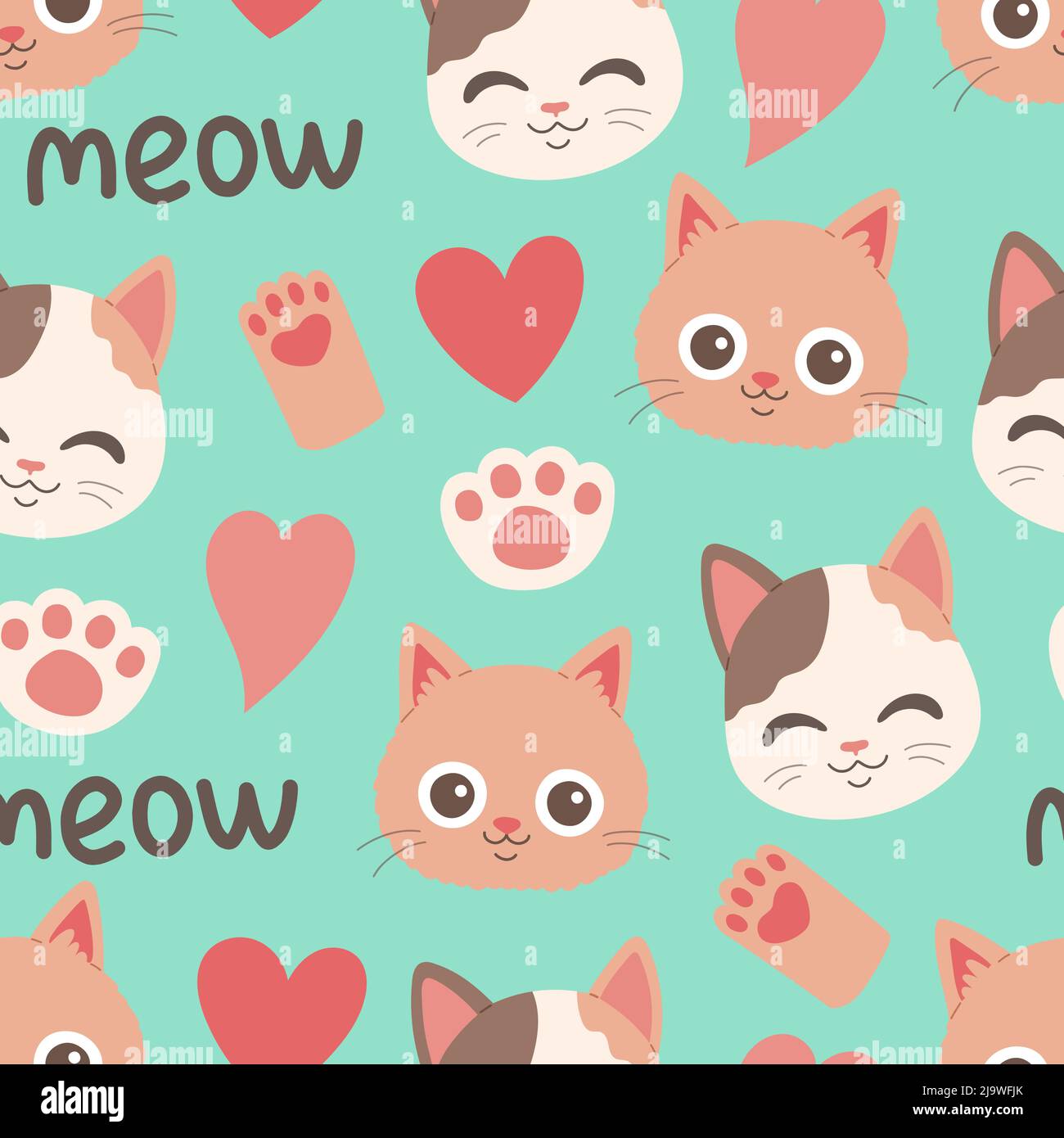 Cute cat face pattern Stock Vector Images - Alamy