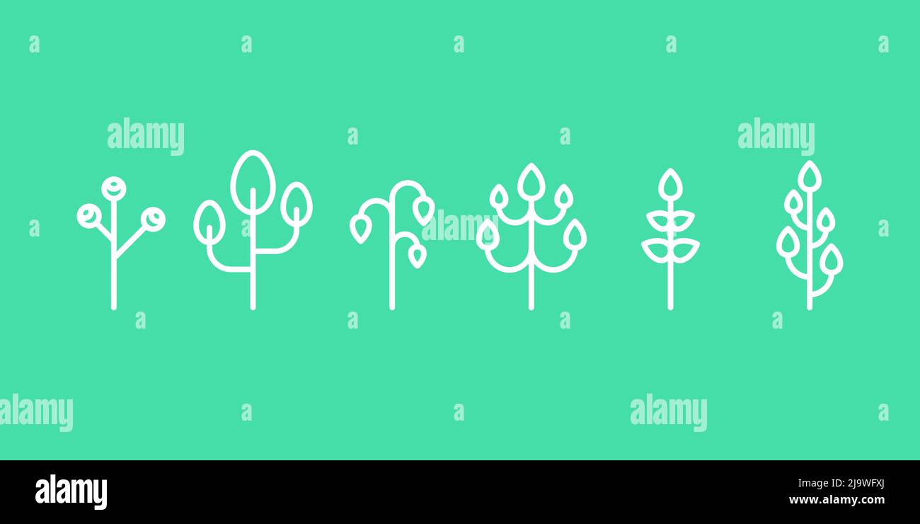 Geometric leaves shapes icon set. Minimalist leaf symbols. White ...