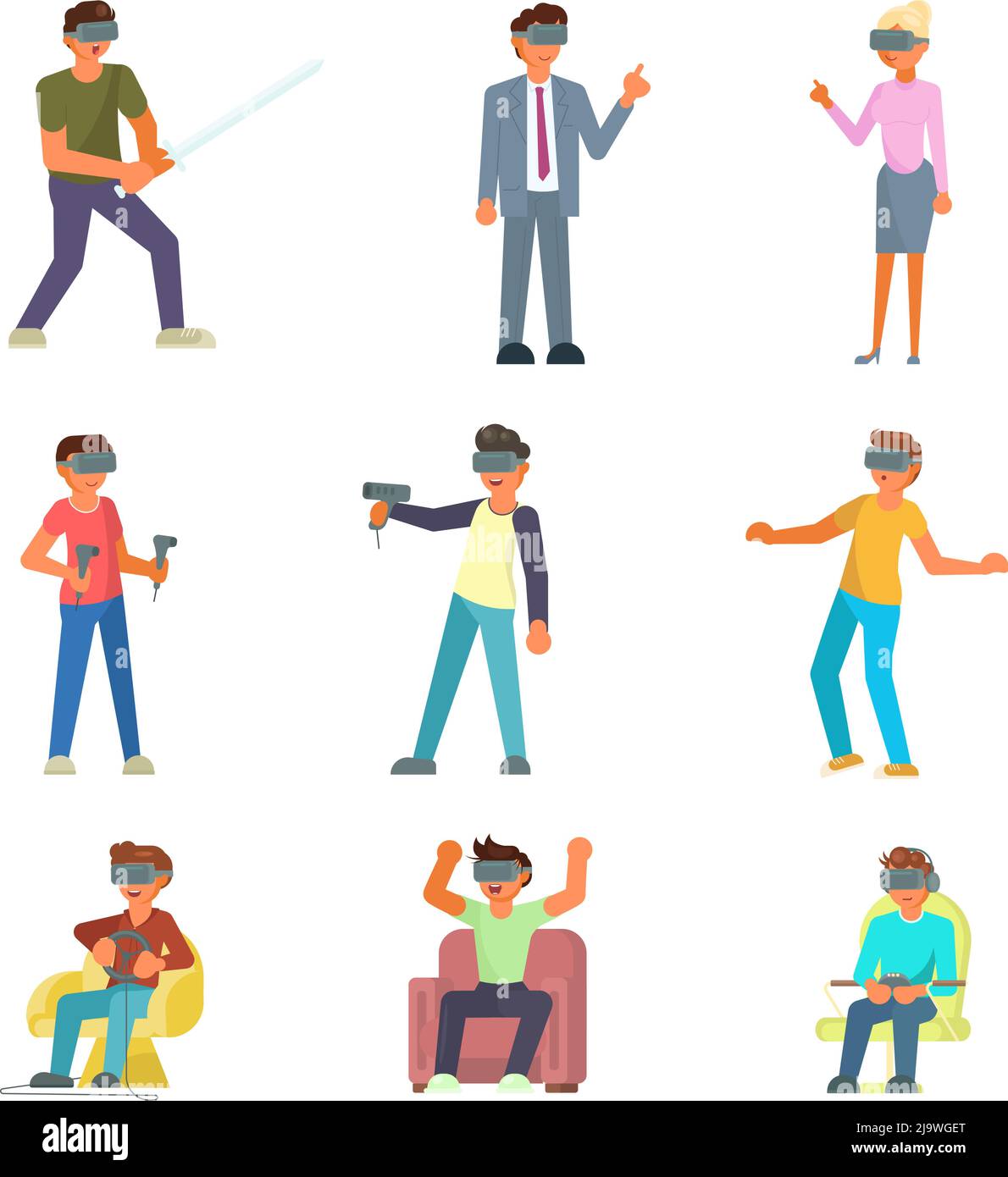 VR people icon set vector flat illustration Stock Vector Image & Art ...