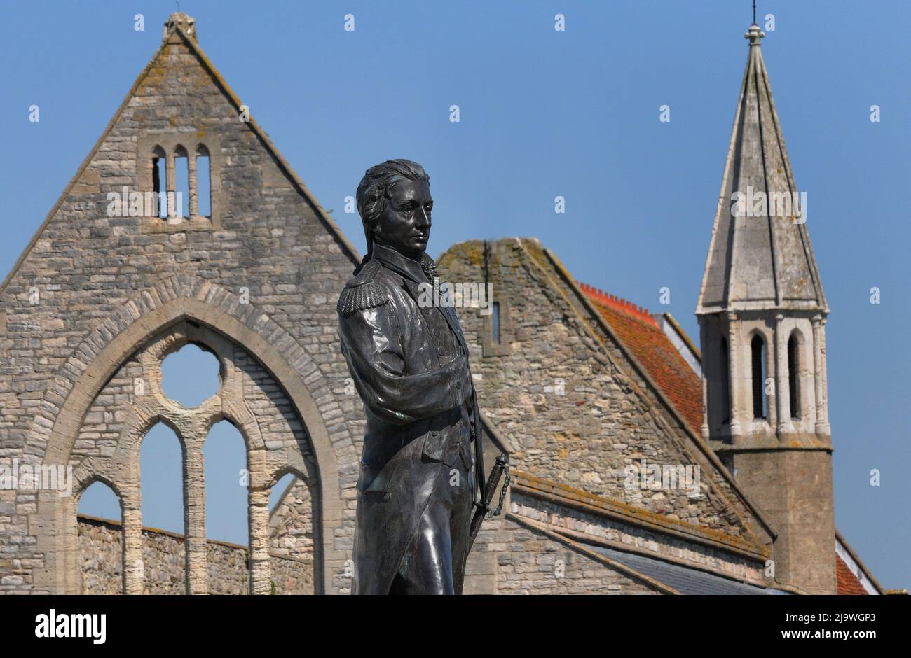 LORD NELSON STATUE AND THE ROYAL GARRISON CHURCH, SOUTHSEA, PORTSMOUTH ...