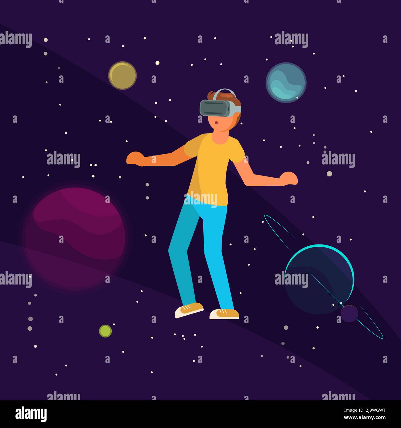 Virtual reality game concept vector illustration Stock Vector Image ...