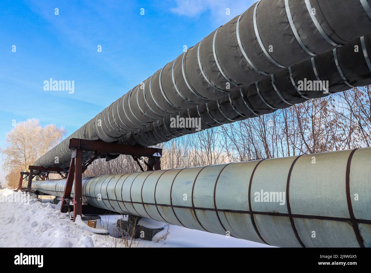 Old heating pipes in cold winter close-up Stock Photo - Alamy