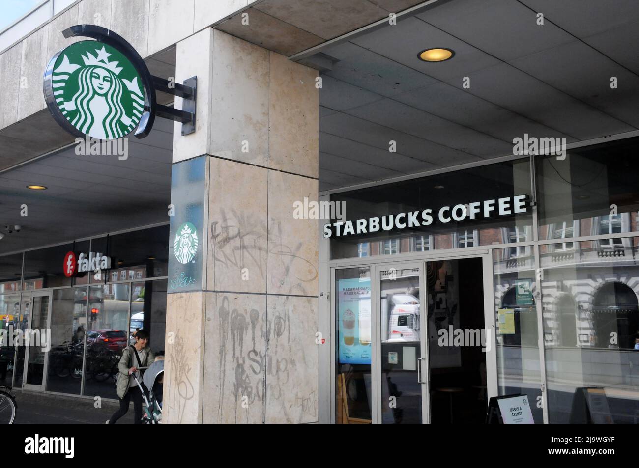 Copenhagen/Denmark/25 May 2022/.Seattle coffee chain Starbcuks coffee ...