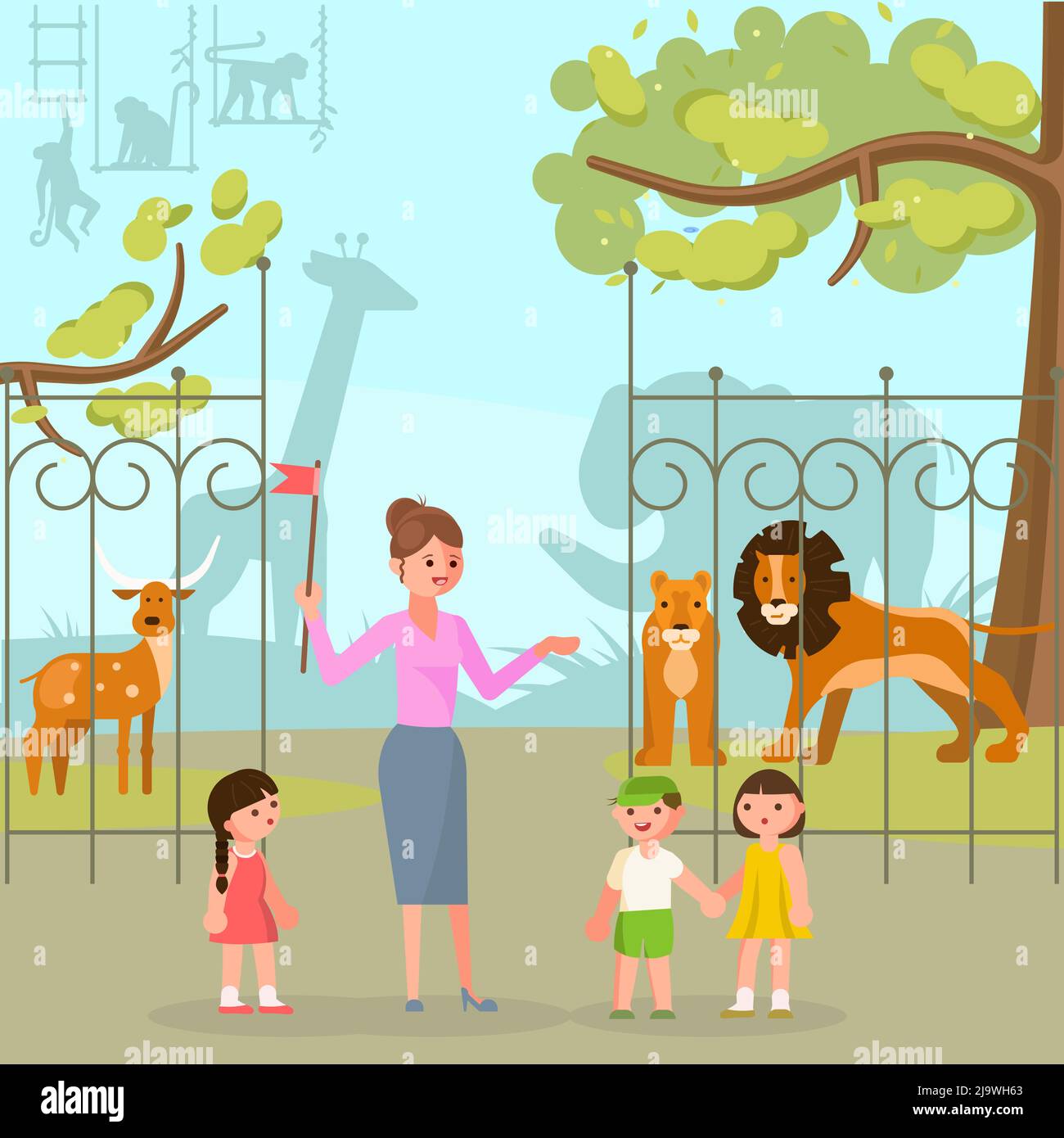 Zoo animals vector flat style design illustration Stock Vector Image ...