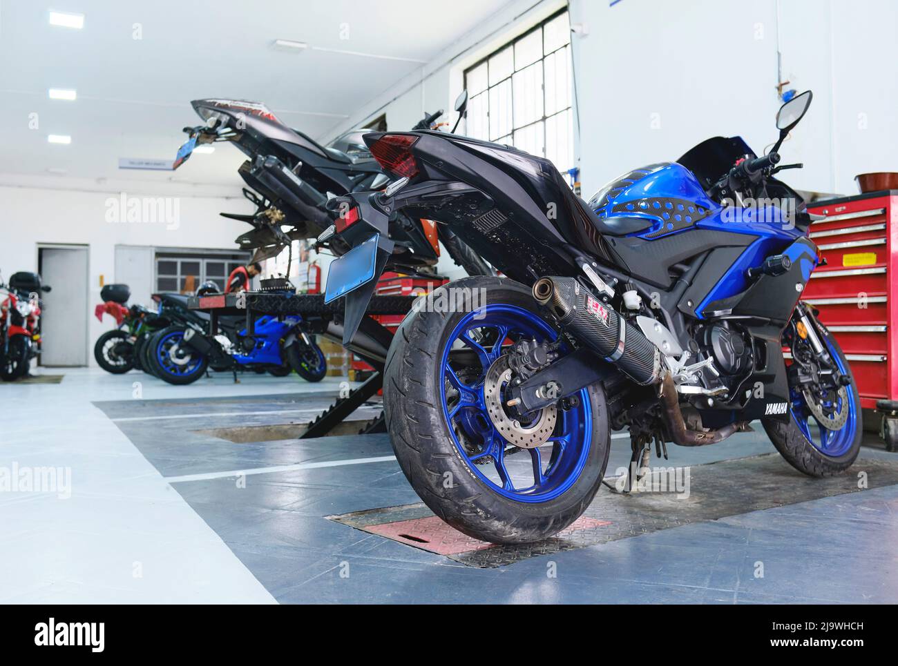 Lima, Peru - May 2022: Motorbike is repaired and selling in ...