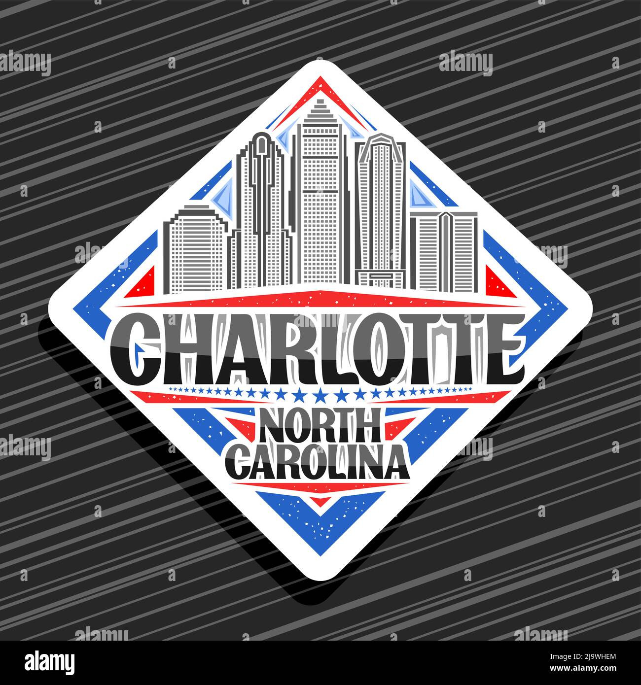 Vector logo for Charlotte, white rhombus road sign with outline ...