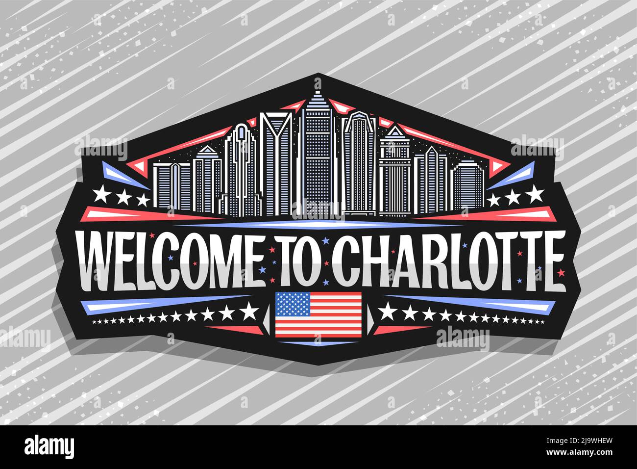 Vector logo for Charlotte, black decorative sign with illustration of ...