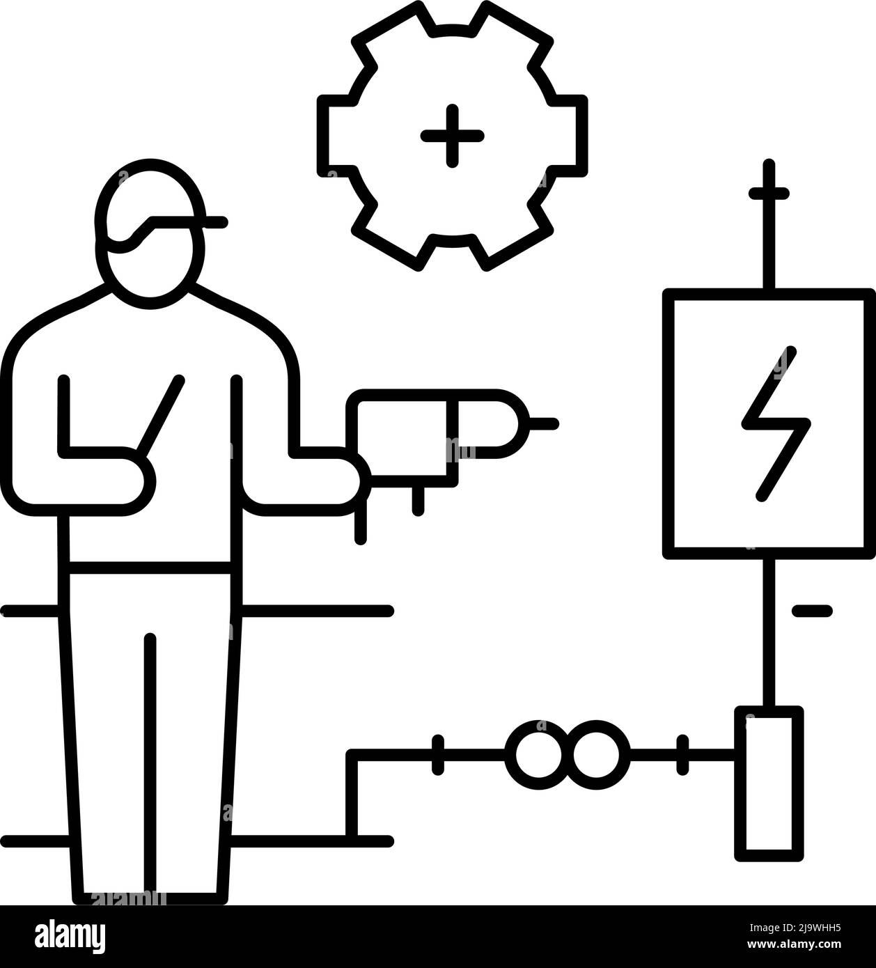 electrical rewiring line icon vector illustration Stock Vector Image ...