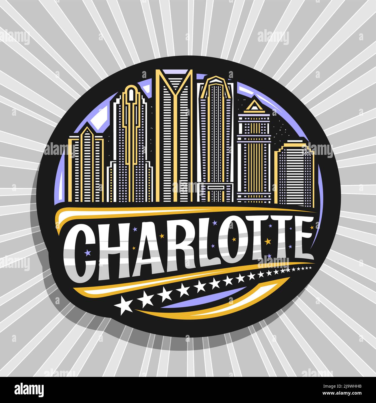 Vector logo for Charlotte, black decorative badge with illustration of ...