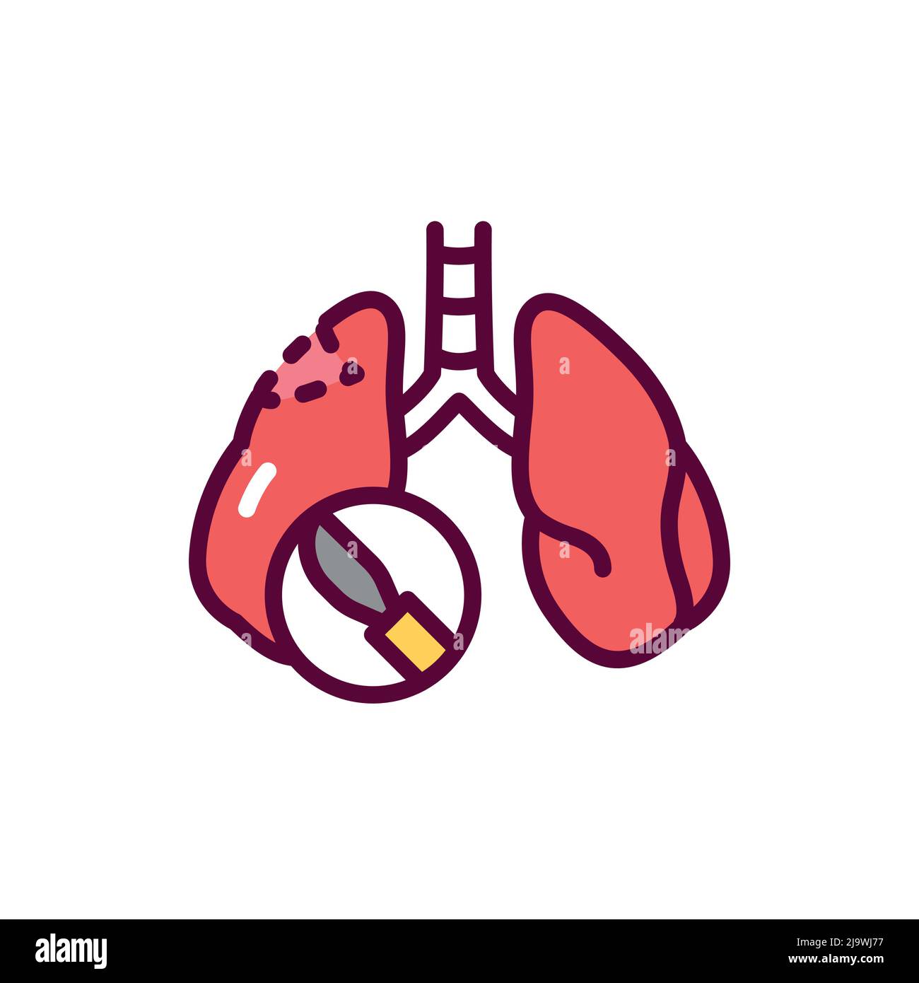 Resection of the lungs color line icon. Isolated vector element ...