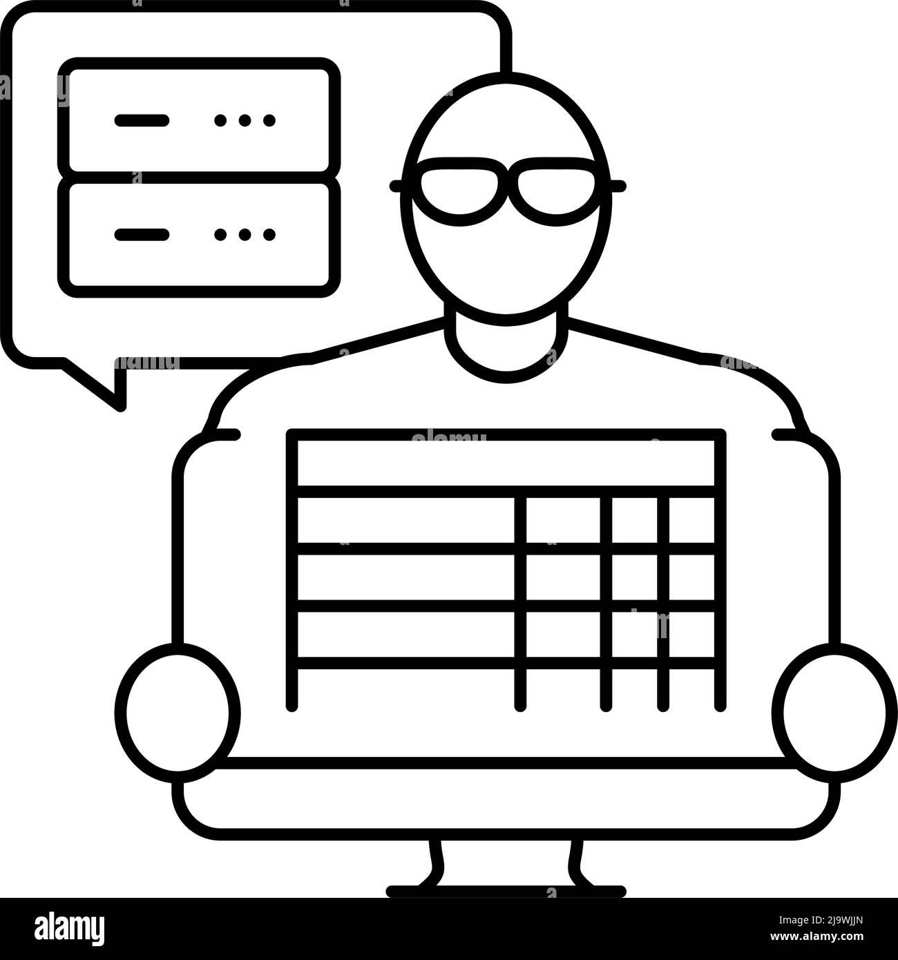 data entry clerk line icon vector illustration Stock Vector Image & Art ...