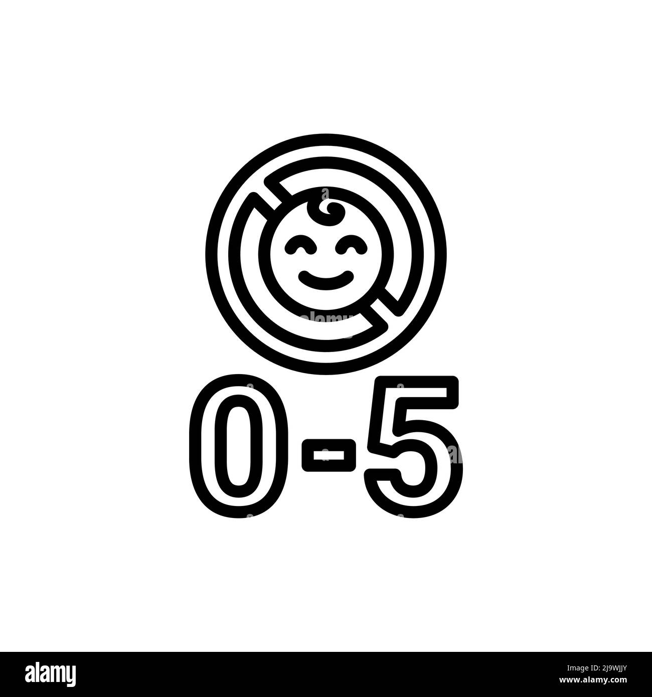 Age limit 0-5 line color icon. Isolated vector element. Outline ...