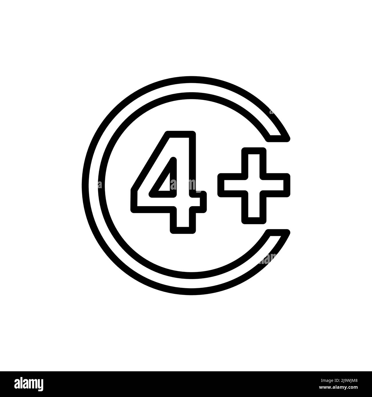 Age limit 4+ line color icon. Isolated vector element. Outline ...