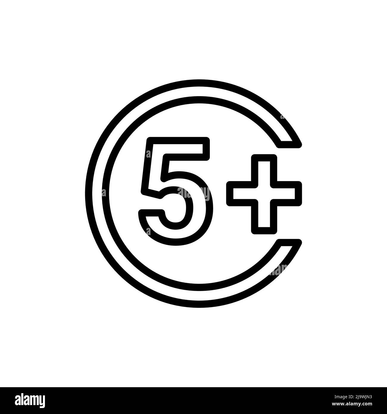 Age limit 5+ line color icon. Isolated vector element. Outline ...
