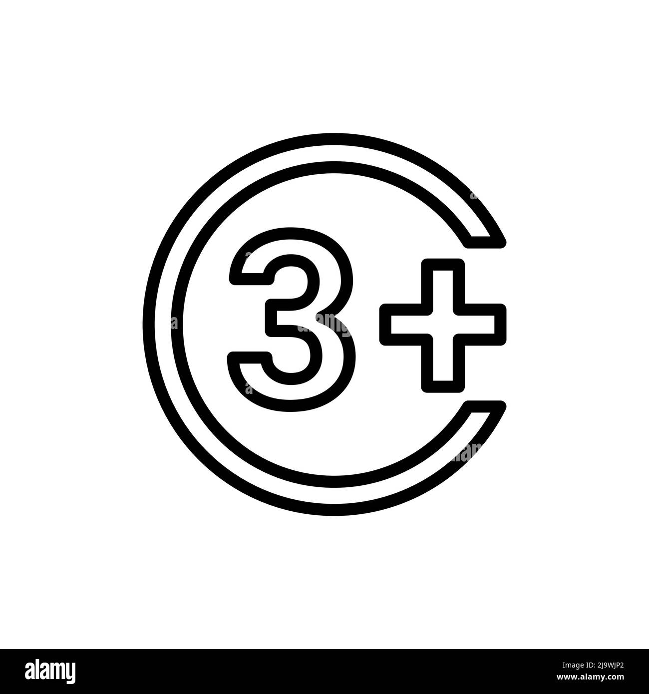 Age limit 3+ line color icon. Isolated vector element. Outline ...