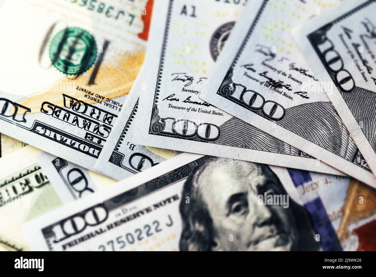 American paper dollar bills background. Hundred dollar banknotes ...