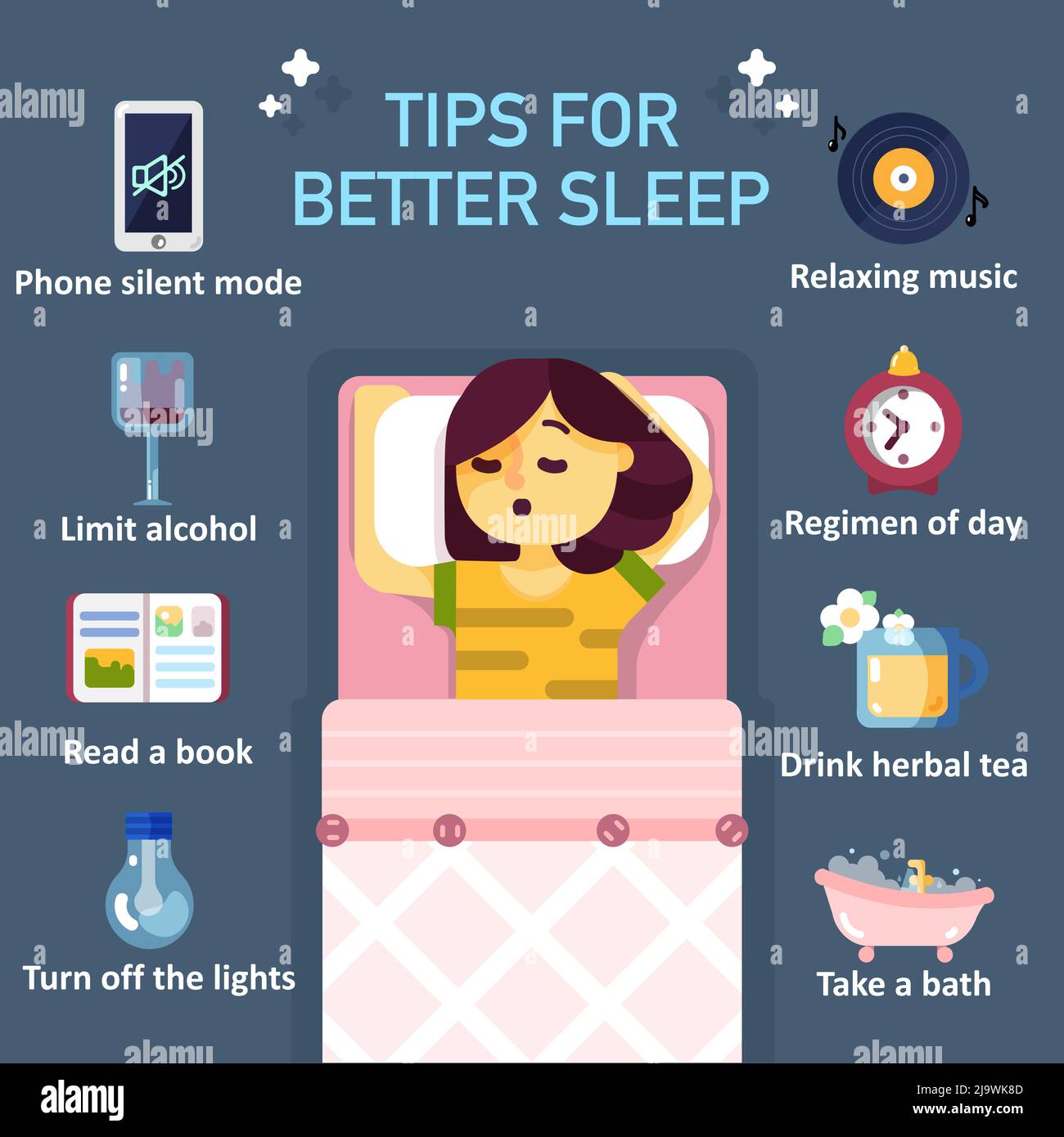 Tips For Better Sleep Vector Flat Infographics Stock Vector Image And Art