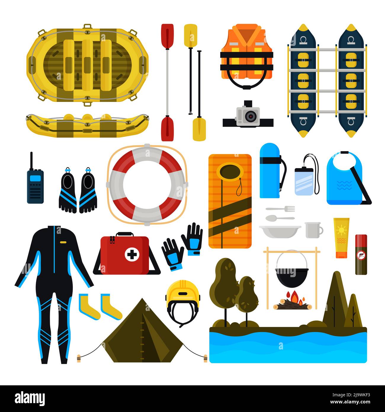 Rafting icon set vector isolated illustration Stock Vector Image & Art ...