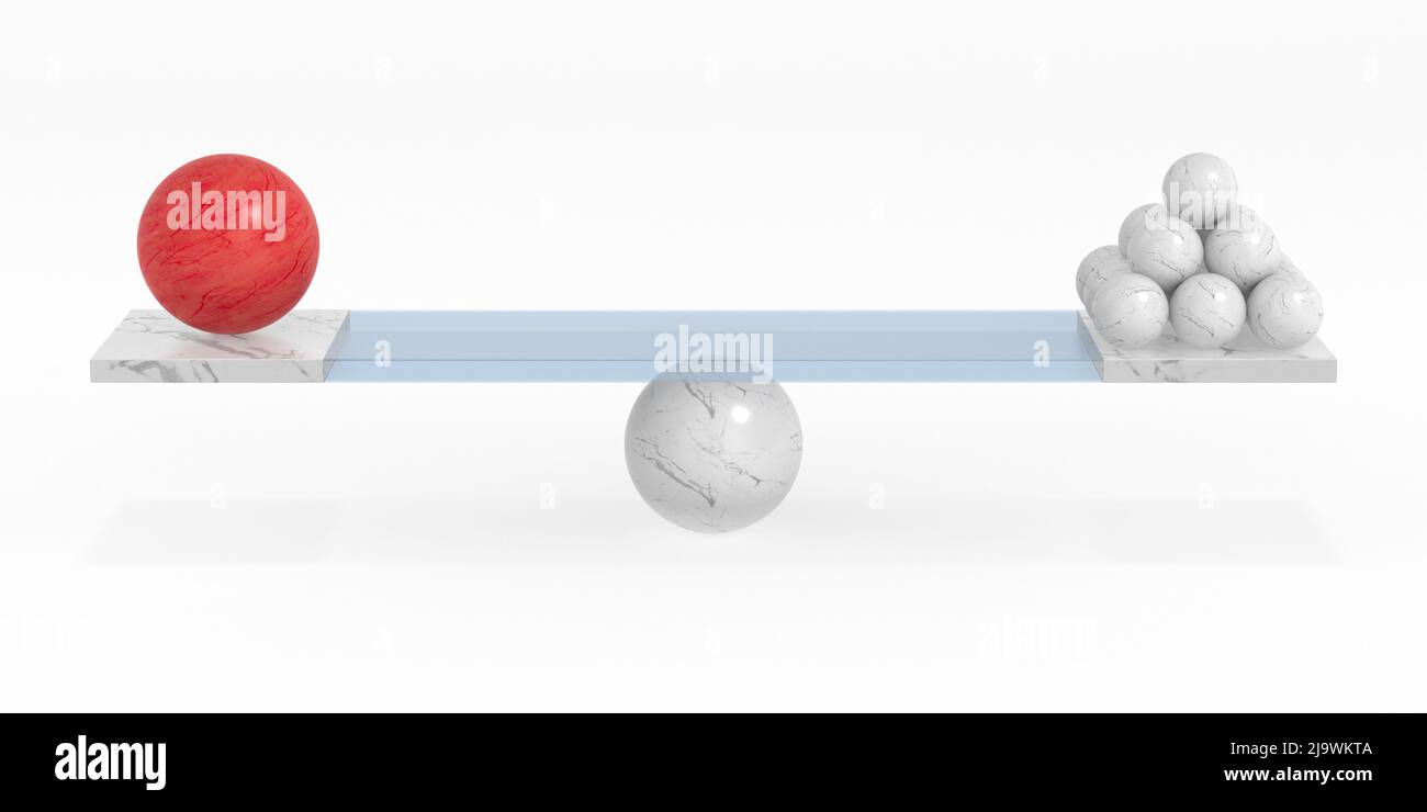 Scales with balls on white background. Isolated 3D illustration Stock ...