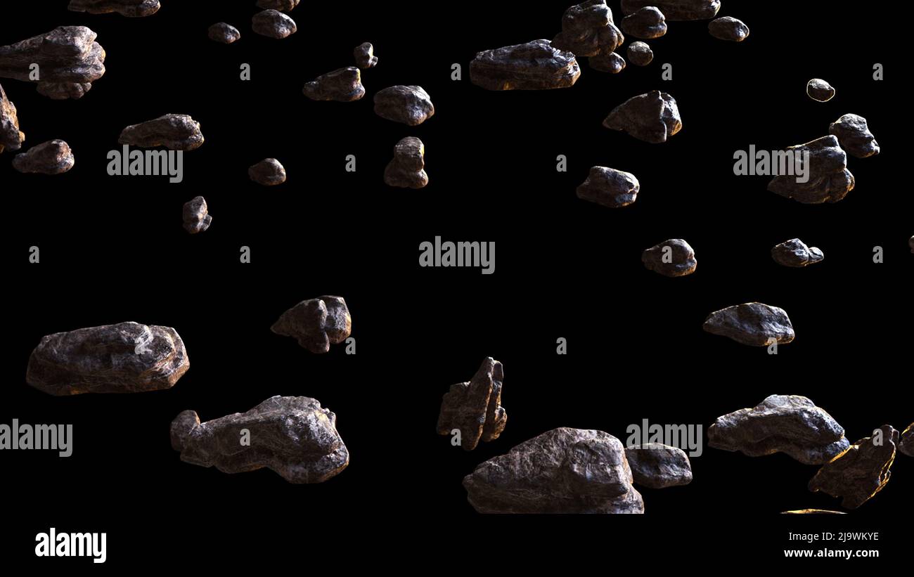 Space asteroids. Computer generated 3d render Stock Photo - Alamy