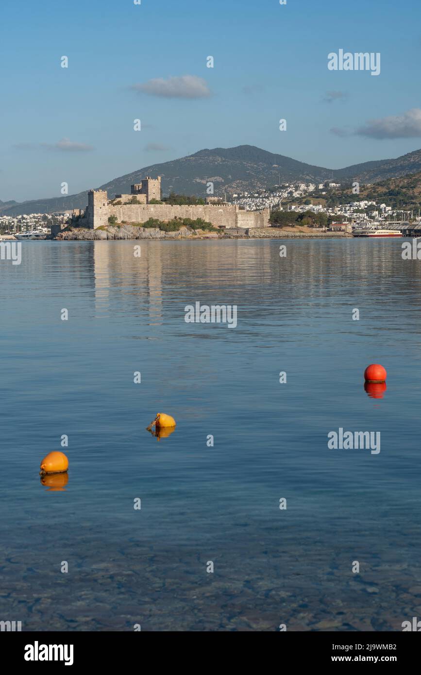 Beautiful scenic view of the Castle in Bodrum Harbour, the Turkish ...
