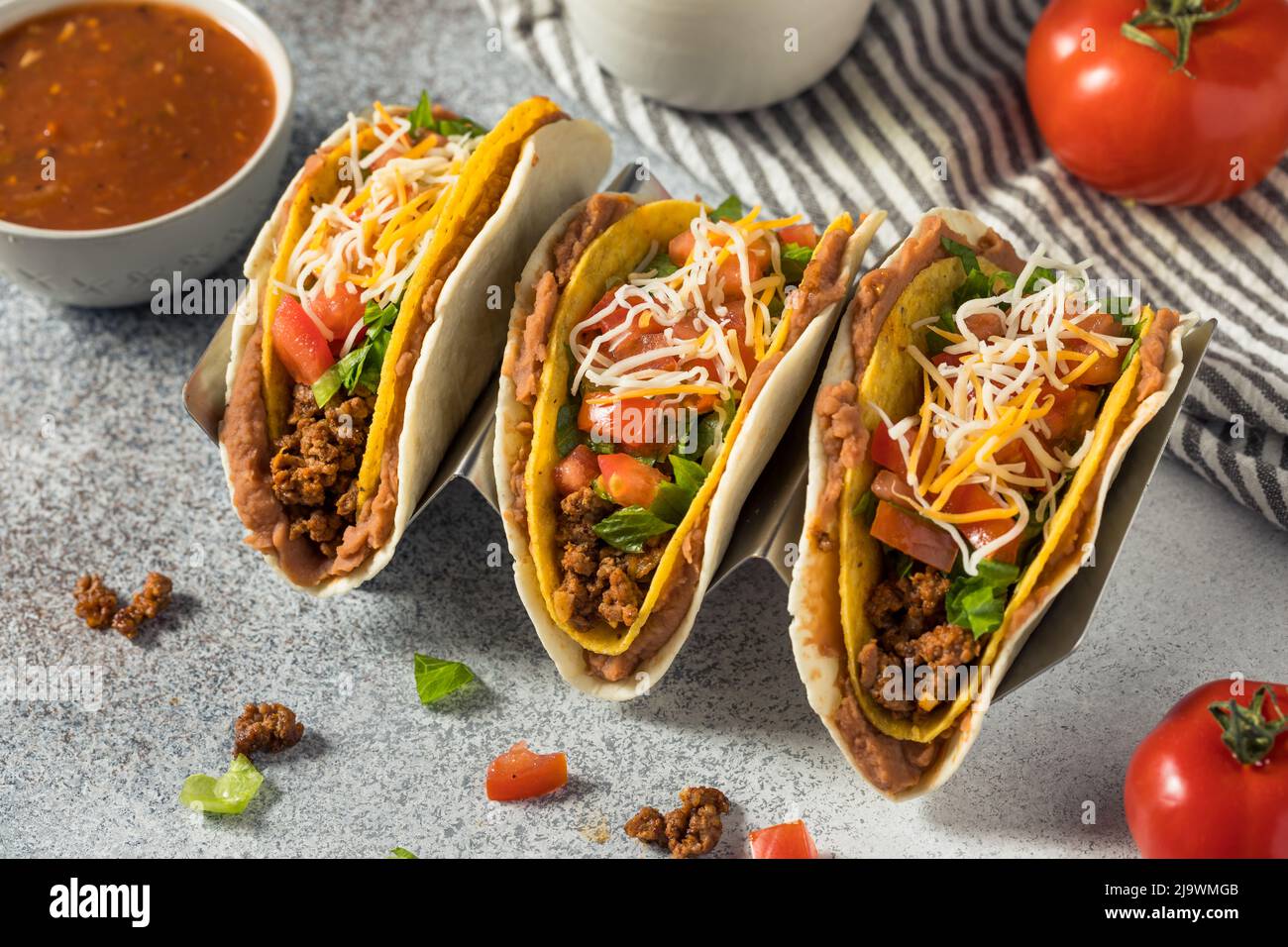 Homemade Double Stuffed Beef Tacos with Hard and Soft Shells with ...