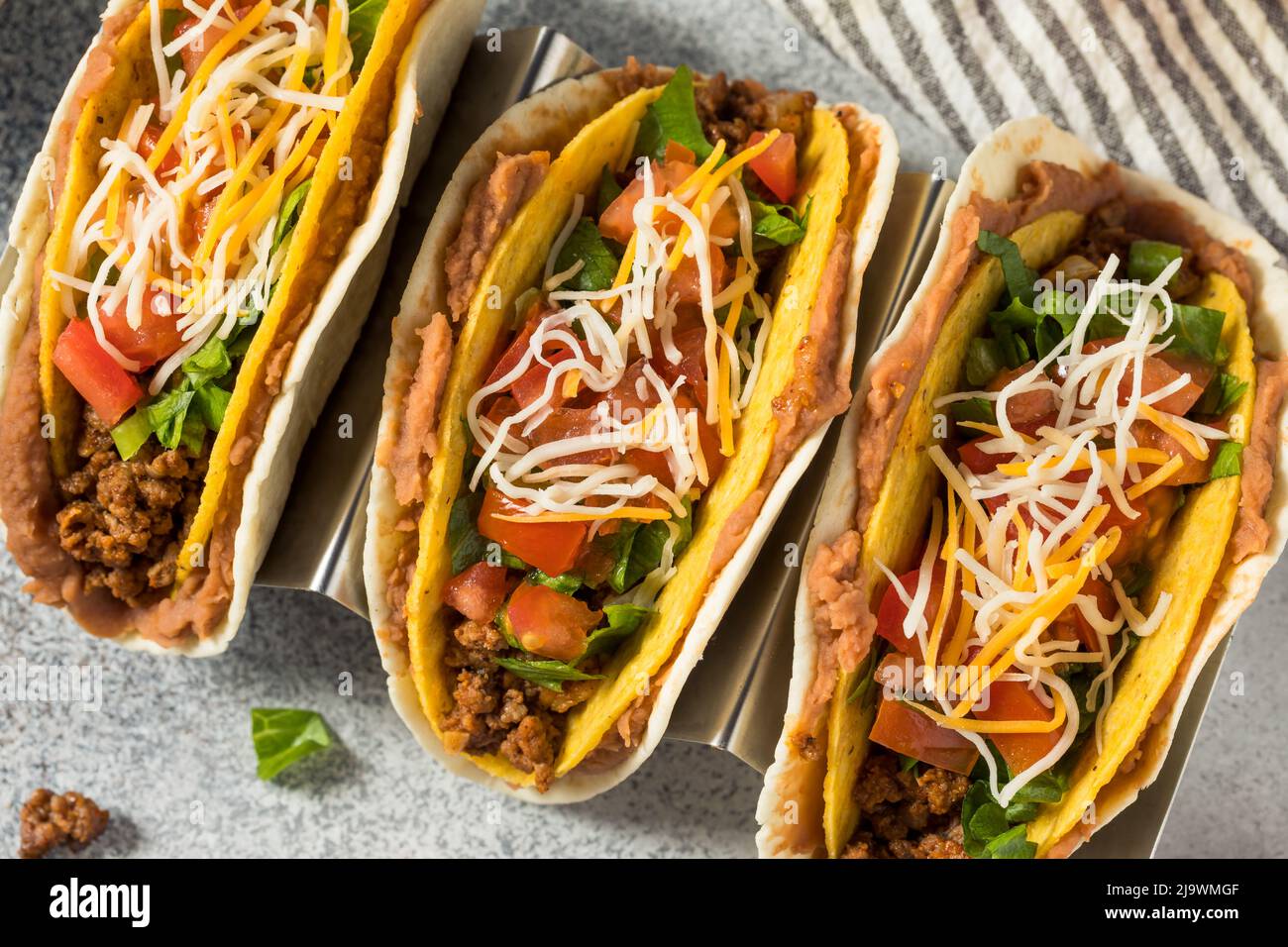 Homemade Double Stuffed Beef Tacos with Hard and Soft Shells with ...