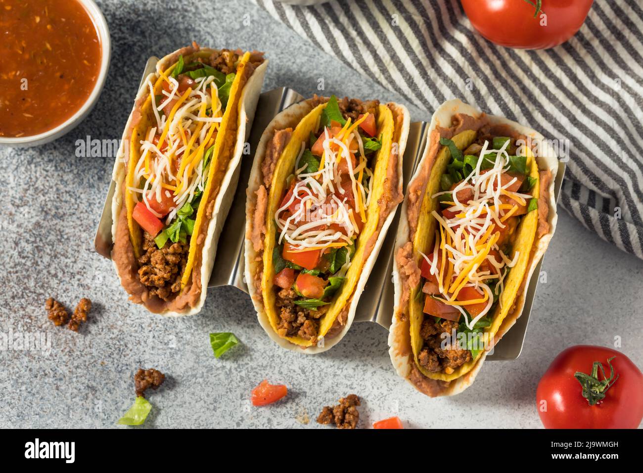 Homemade Double Stuffed Beef Tacos with Hard and Soft Shells with ...