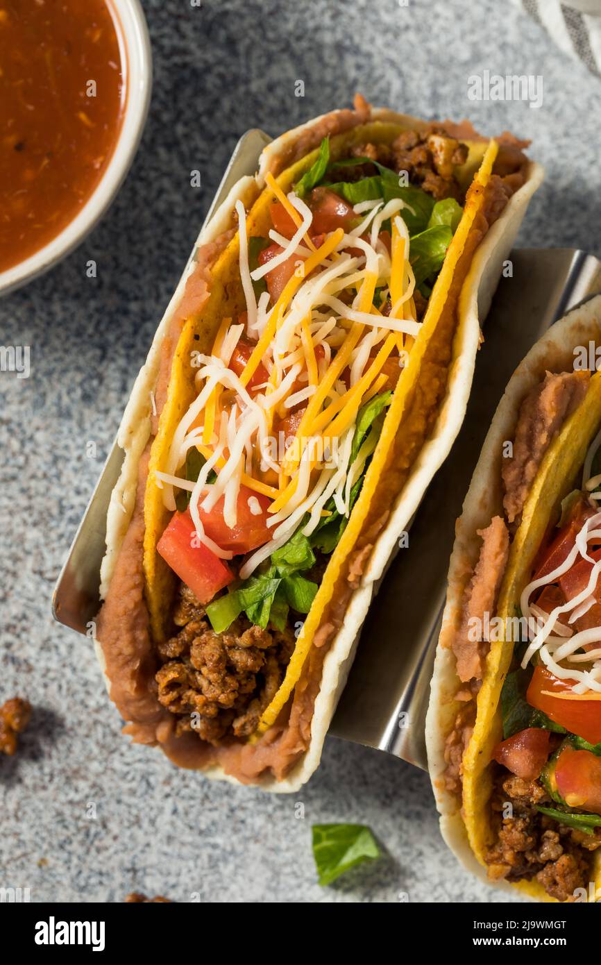 Homemade Double Stuffed Beef Tacos with Hard and Soft Shells with ...