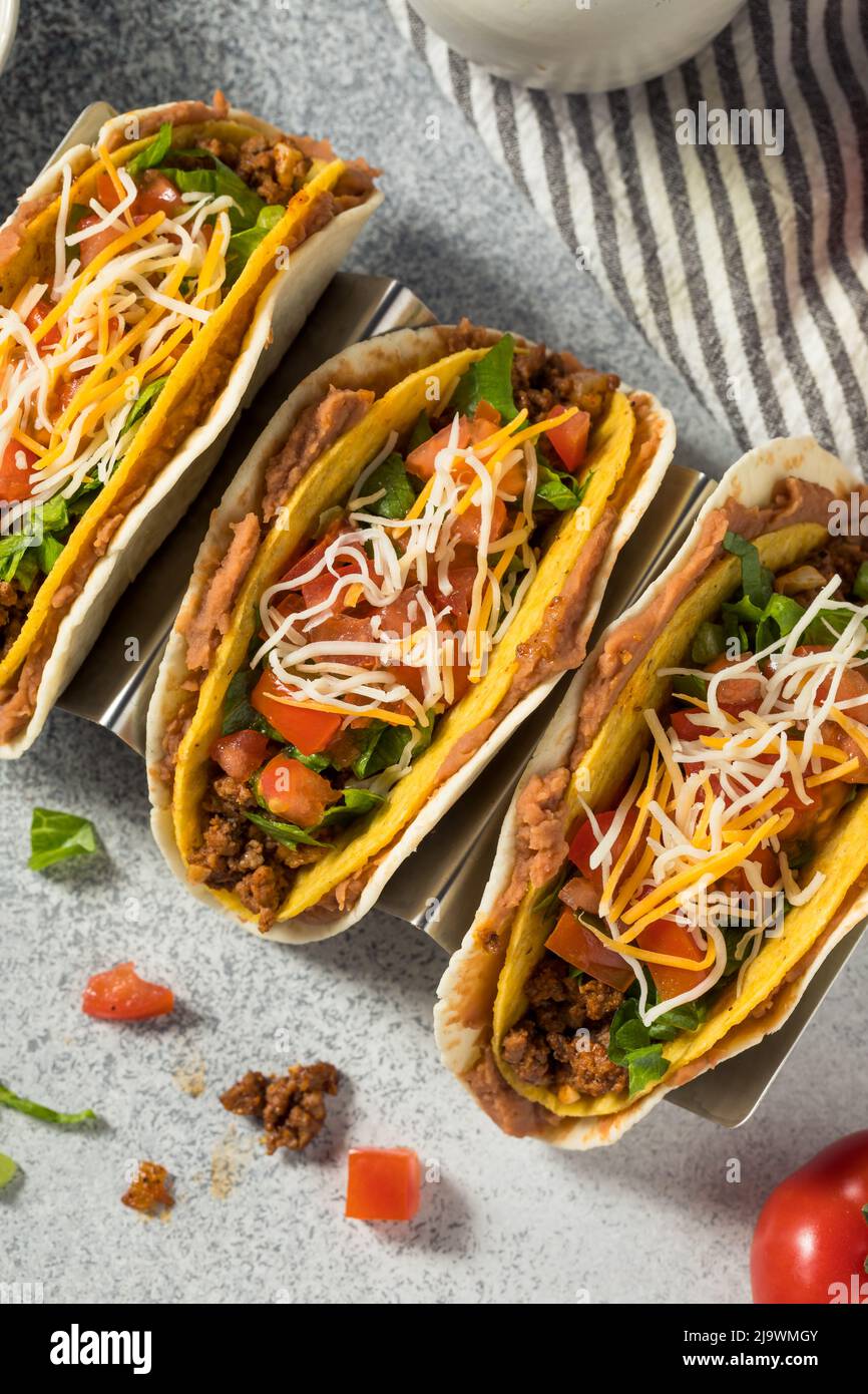Homemade Double Stuffed Beef Tacos with Hard and Soft Shells with ...