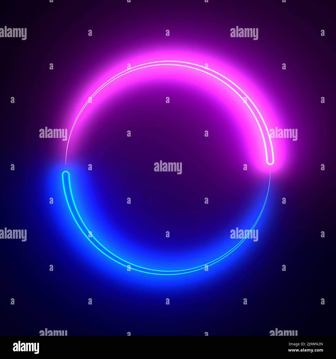 purple and blue neon elements on black background. 3D illustration ...